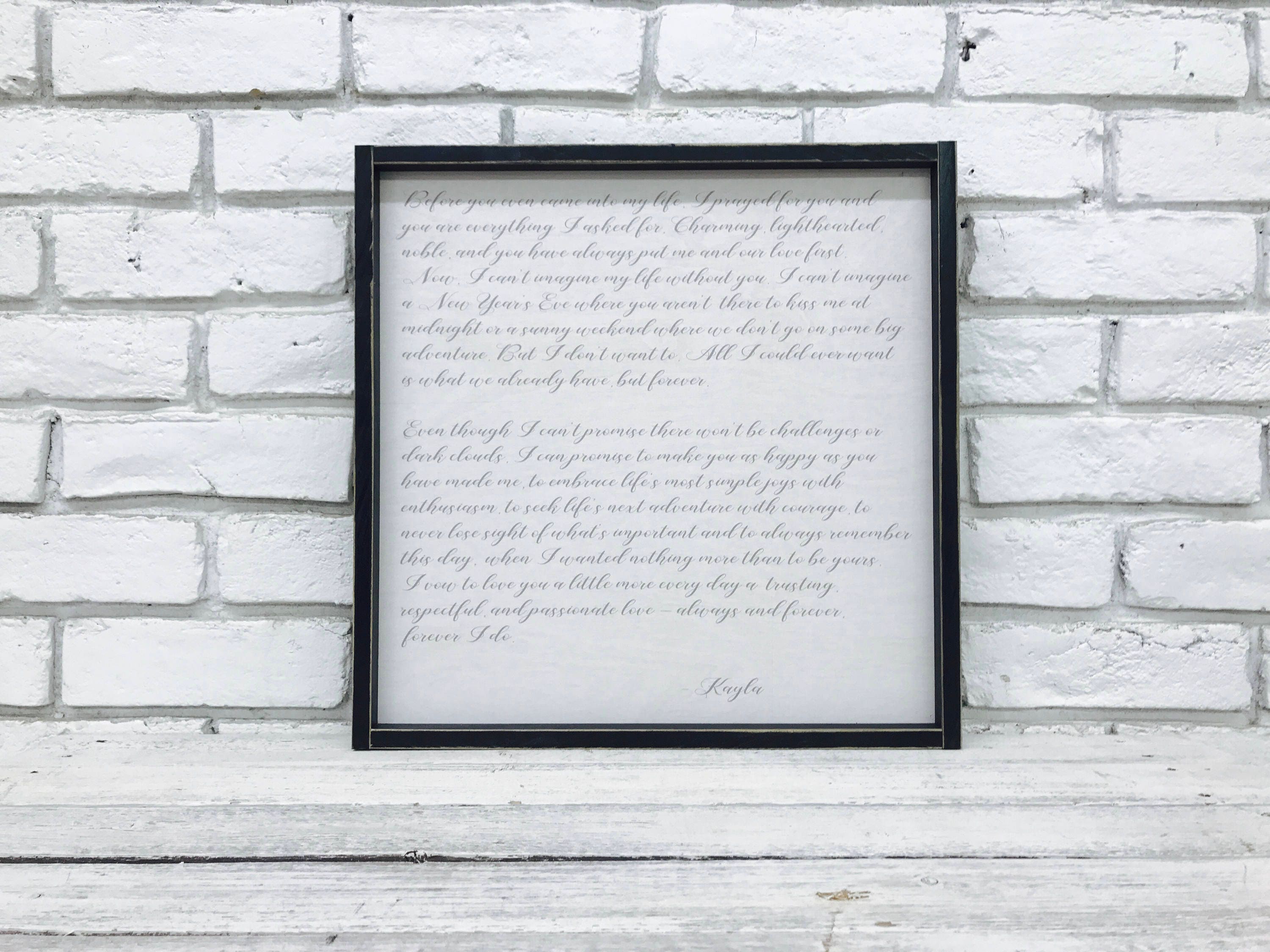 Wedding Vow Frame Wedding Vow Art Wedding Vows for Him | Etsy