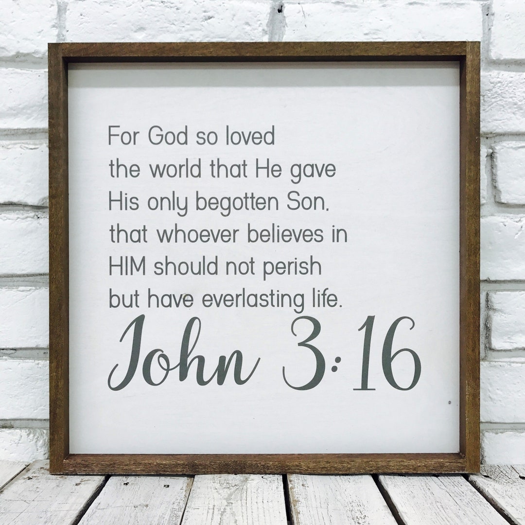 John 3:16 Scripture Wall Art | Christian Home Decor | Bible Verse Sign ...