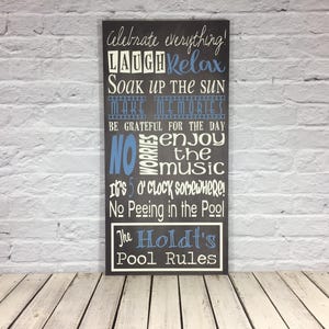 Pool Signs, Pool Rules Sign, Personalized Pool Sign, Swimming Pool Sign ...