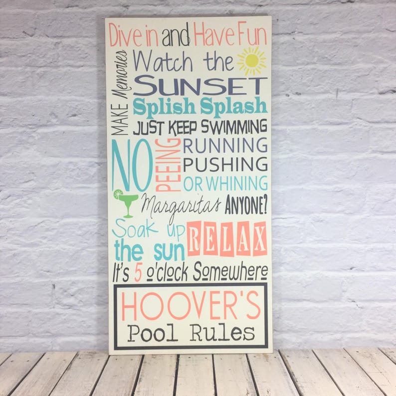 Personalized Family Pool Rules Sign, Outdoor Decor - Etsy