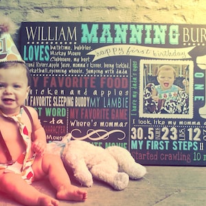 1st Birthday Stat Sign | Personalized Birthday Board | Baby Milestone ...