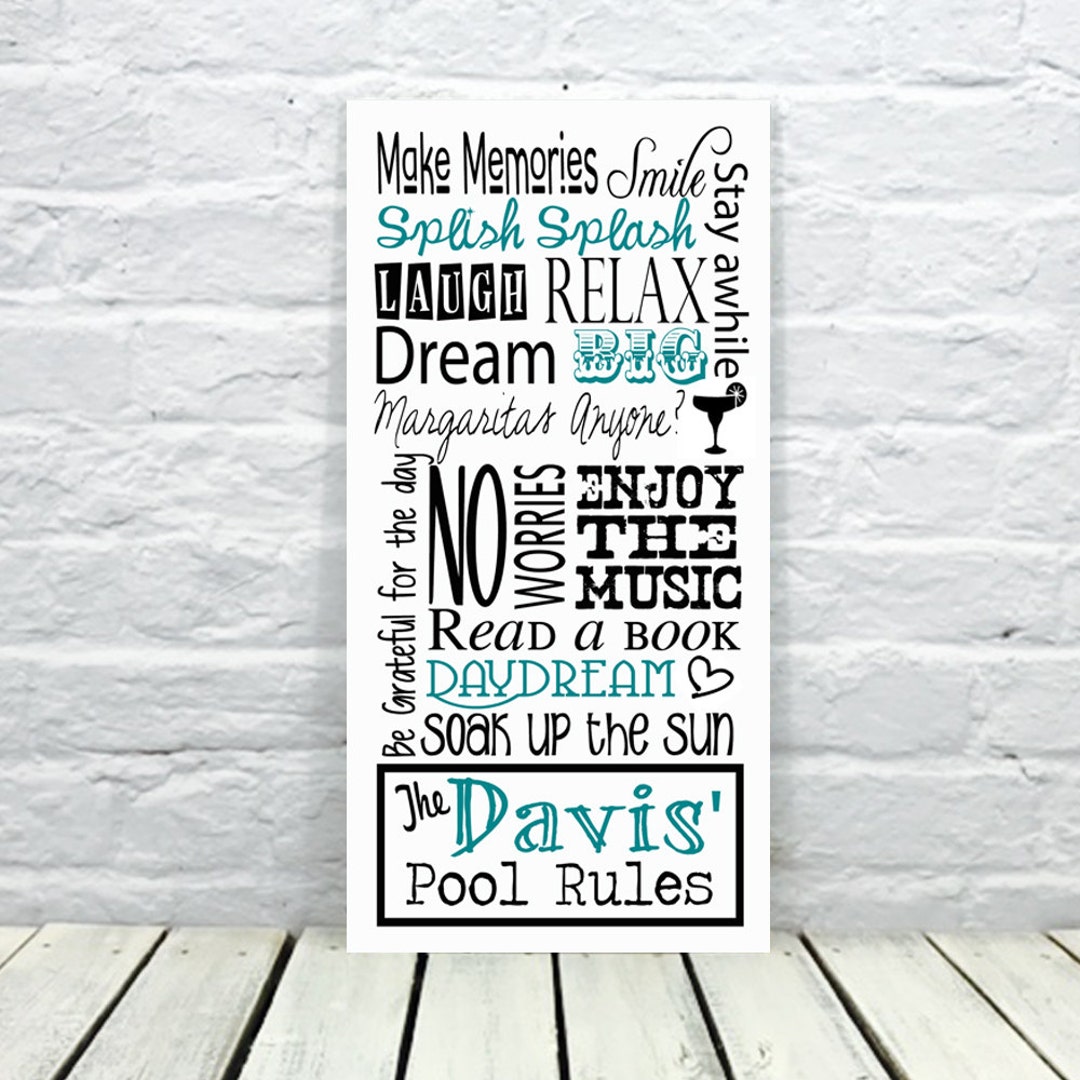 Pool Signs, Pool Rules Sign, Personalized Pool Sign, Swimming Pool Sign ...