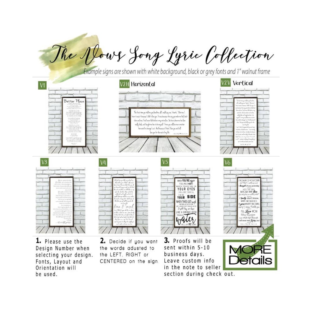 Faq's and HOW to ORDER a Personalized Song Lyric Vows Sign From Madi ...