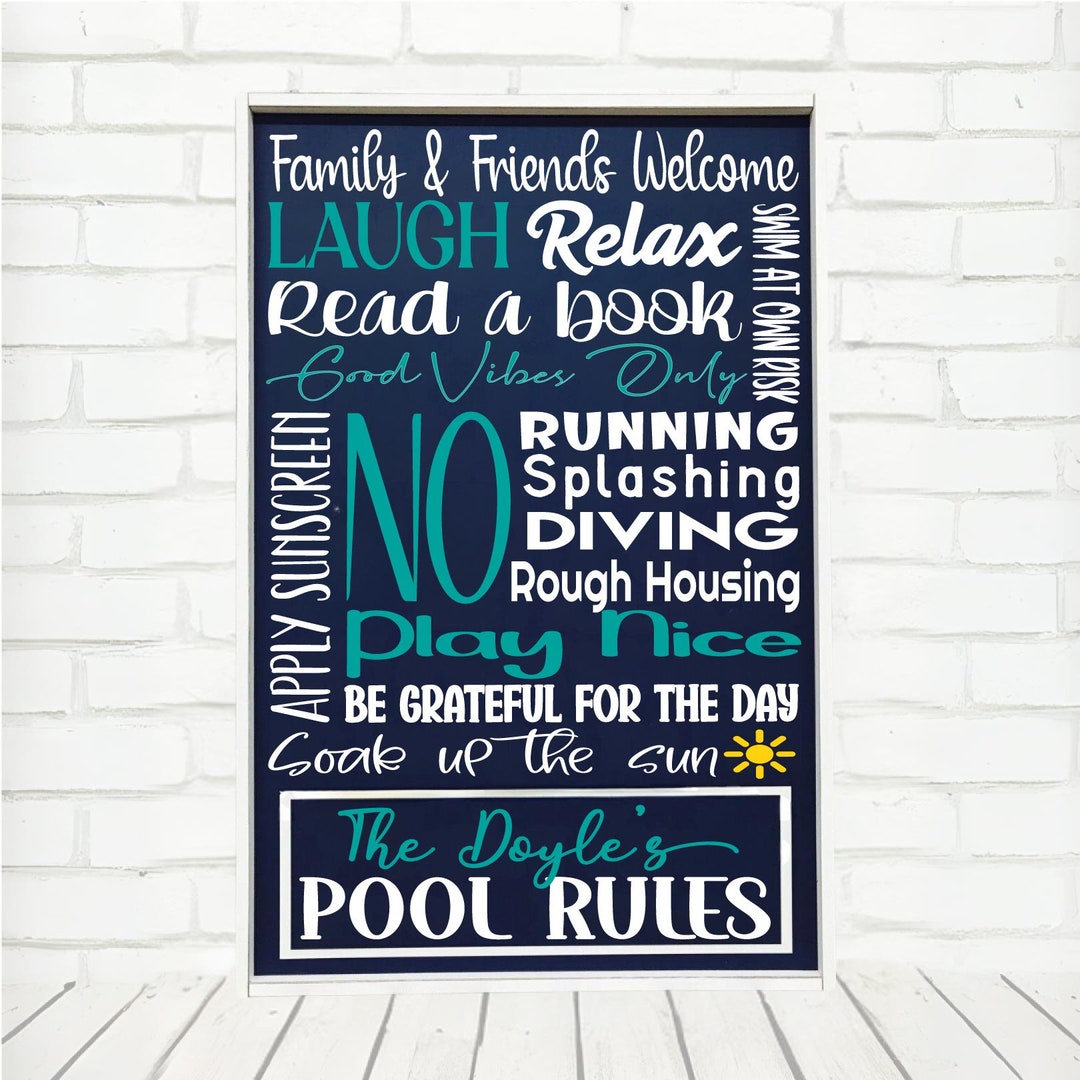Personalized Oasis: Pool Rules Wood Sign, Personalized Pool Sign, Pool ...