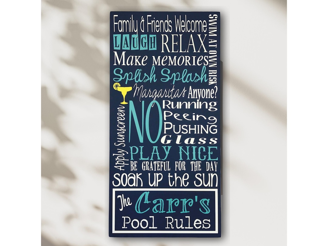 Pool Rules Wood Sign, Personalized Sign, Custom Pool Sign, Pool Rules ...