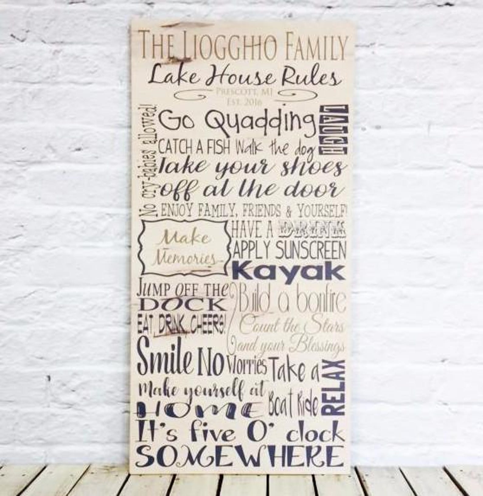 Personalized Lake House Rules Wood Sign, Outdoor Patio Decor - Etsy