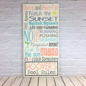 Pool Signs, Pool Rules Sign, Personalized Pool Sign, Swimming Pool Sign ...