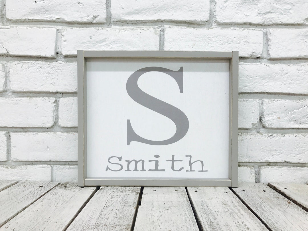 Personalized Last Name Initial Sign | Custom Wood Framed Family Wall ...