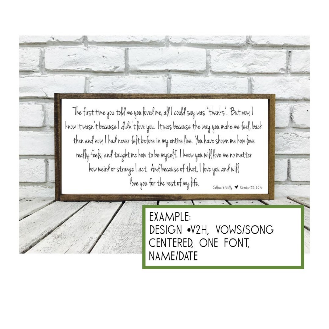 Wedding Song Lyric Frame Song Lyric Gift Song Lyric Signs - Etsy