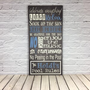 Pool Rules Wood Sign, Personalized Sign, Custom Pool Sign, Pool Rules ...