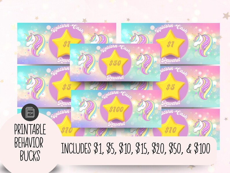 Unicorn Printable Behavior Bucks | Kids Reward System | Chore Chart ...