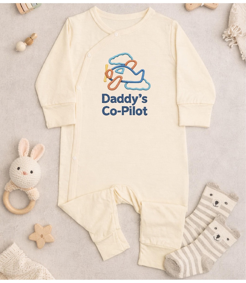 Personalized Daddy's Co-pilot Baby Bodysuit, Custom Embroidered ...