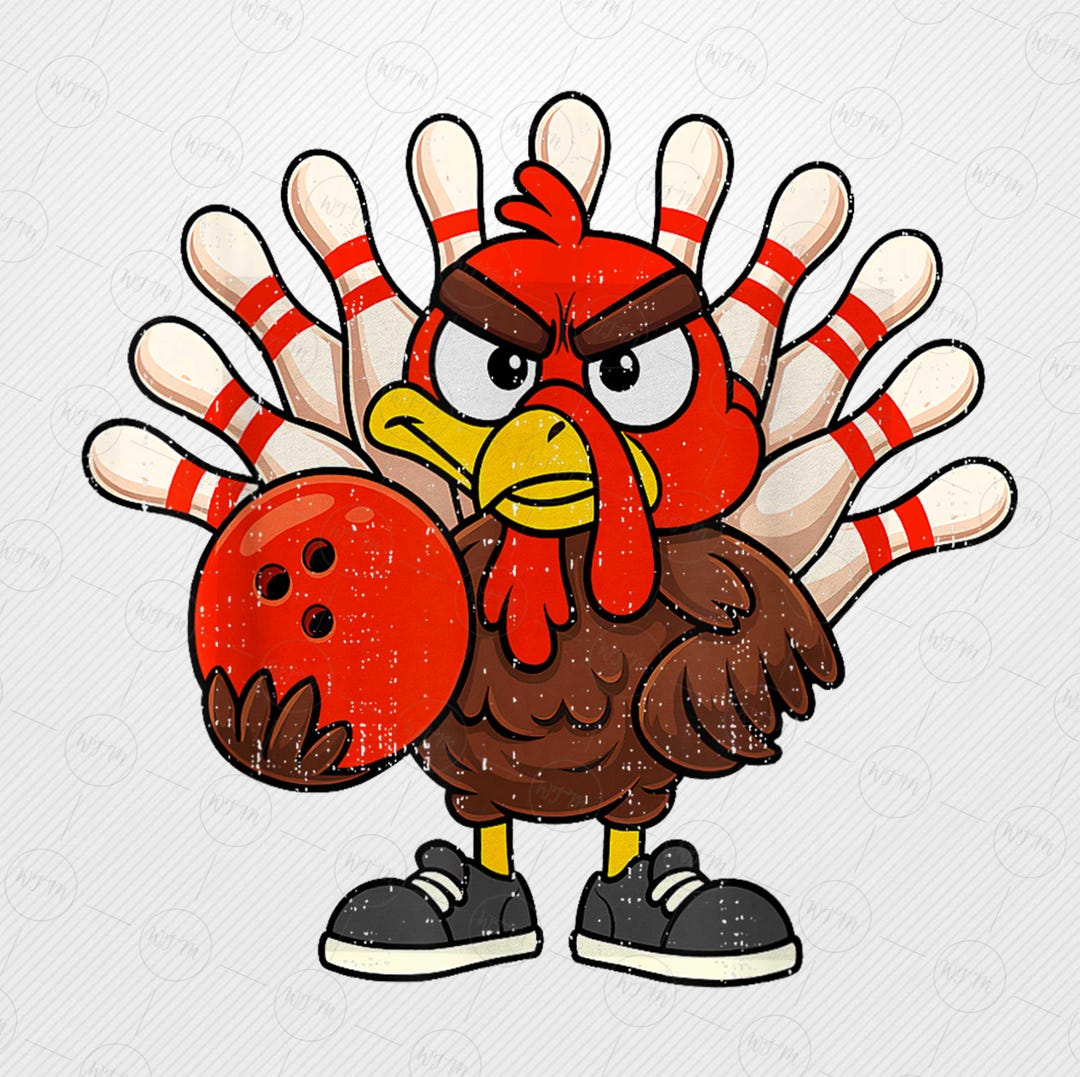 Angry Turkey Bowling PNG Funny Thanksgiving Sport Game Pin Distressed ...