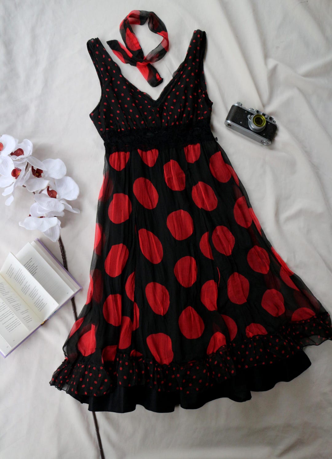 1960s Italian Silk Polka Dot Pin-up Dress + Scarf • Retro Bombshell ...