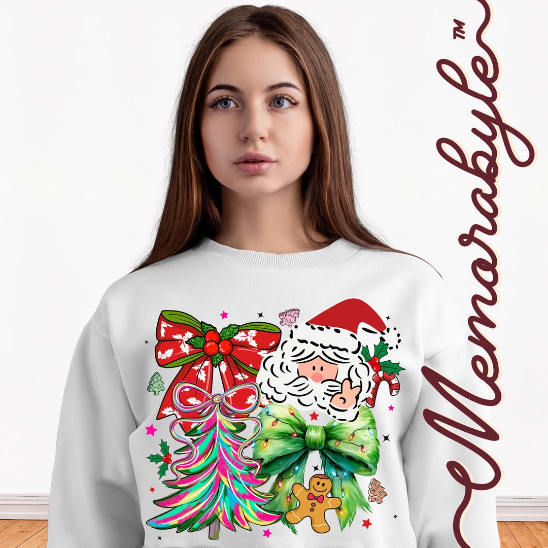 Preppy Santa Doodles PNG: Whimsical Christmas Design (digital Download ...