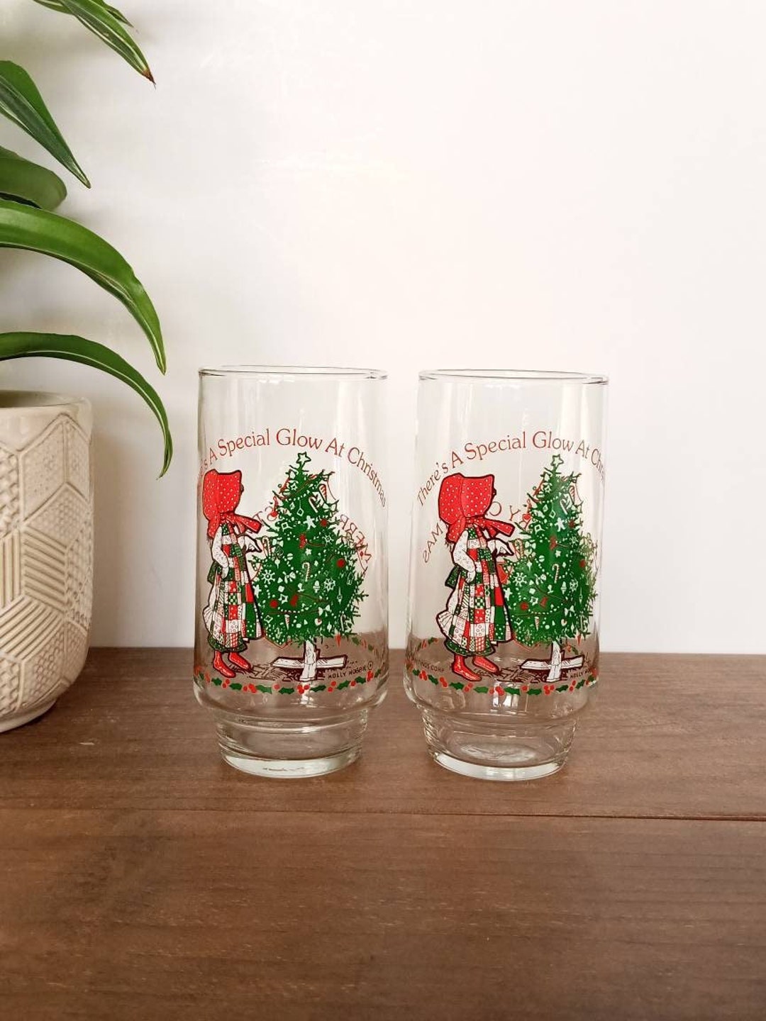 Vintage Holly Hobbie Coca Cola Christmas Glasses Set Of 2 Etsy