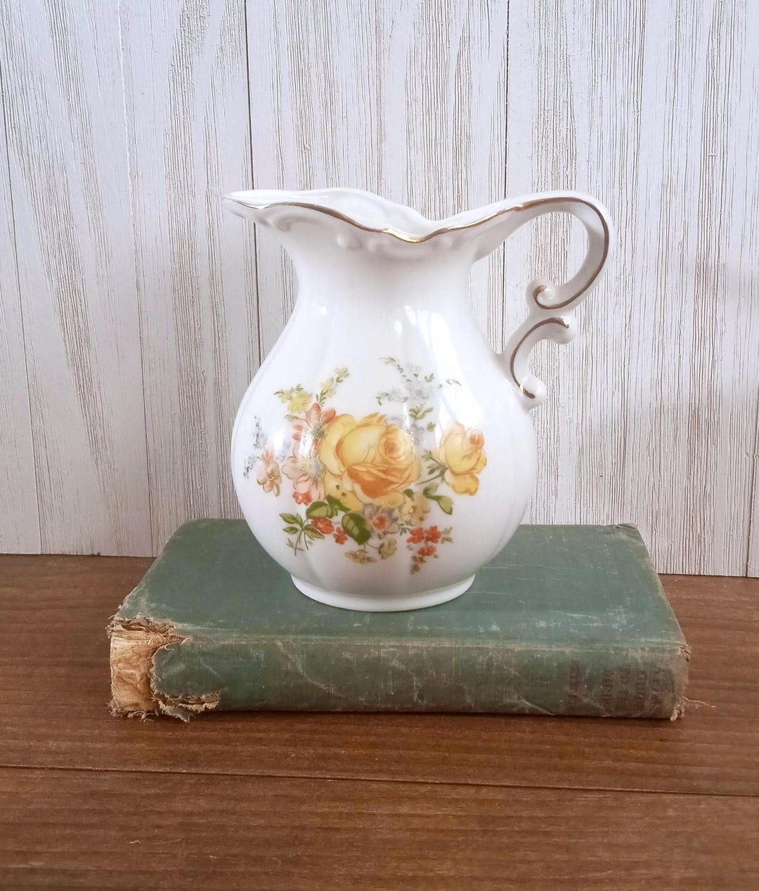 Vintage Royal Crown Mini Pitcher, Floral Yellow Rose Design, Made in ...
