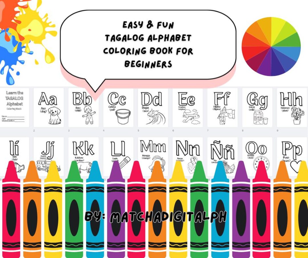 Coloring Book Tagalog Alphabet Filipino for Kids Learning Color - Etsy ...