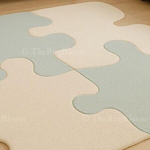 Hand Tufted Wool Puzzle Rug: Modern Living Room Carpet - Etsy