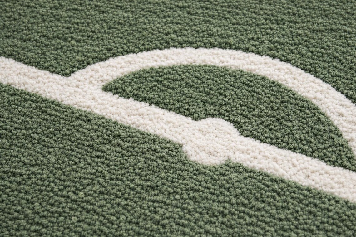 Hand Tufted Kids Soccer Field Rug,football Playroom Carpet,green Sports ...