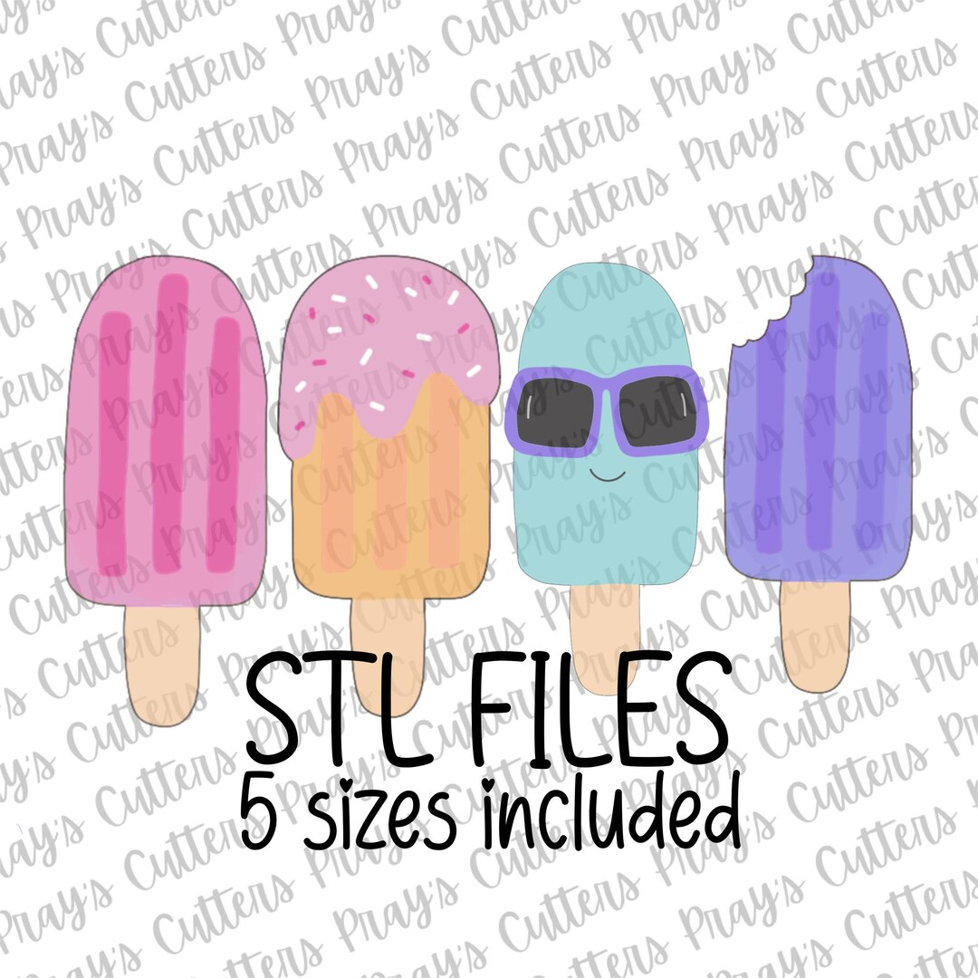 Popsicle Cookie Cutter STL Files: Summer Ice Cream Designs (digital ...