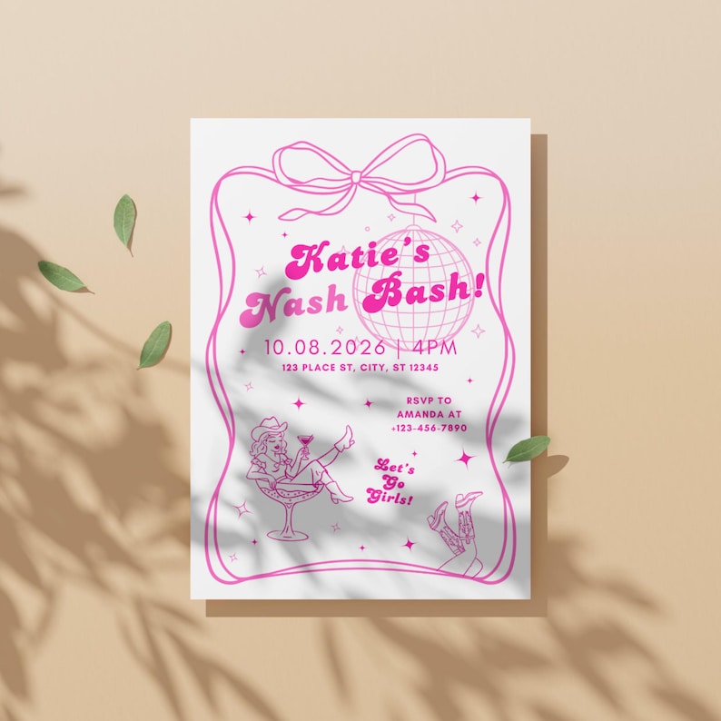 Nash Bash Bachelorette Invitation – Nashville Themed Party Invite ...