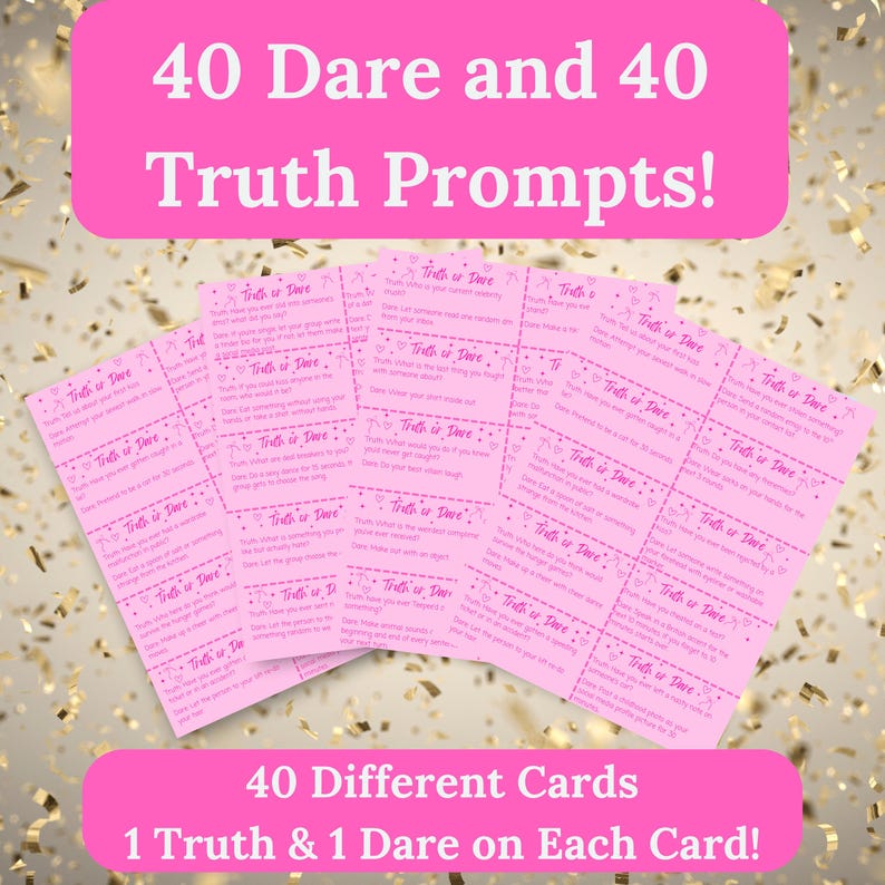 Truth or Dare Game | 40 Editable Canva Cards | Bachelorette & Girls ...