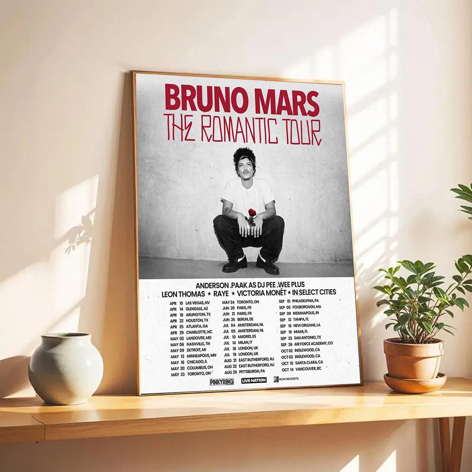 Bruno Mars the Romantic Tour 2026 Poster | No Framed - Etsy UK