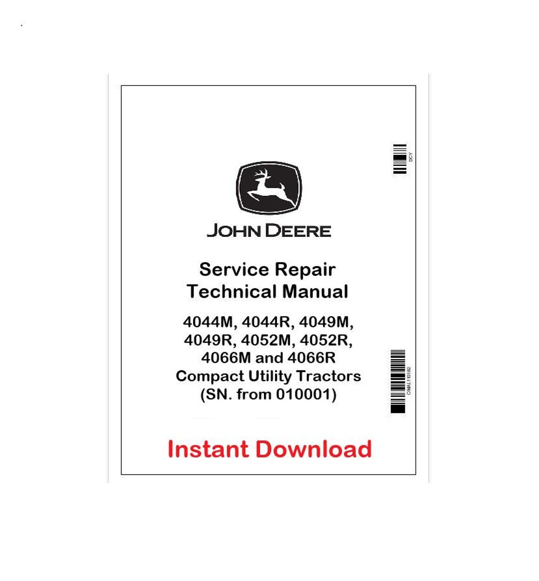 John Deere 4044–4066 Compact Tractors Technical Manual TM131019 - Etsy