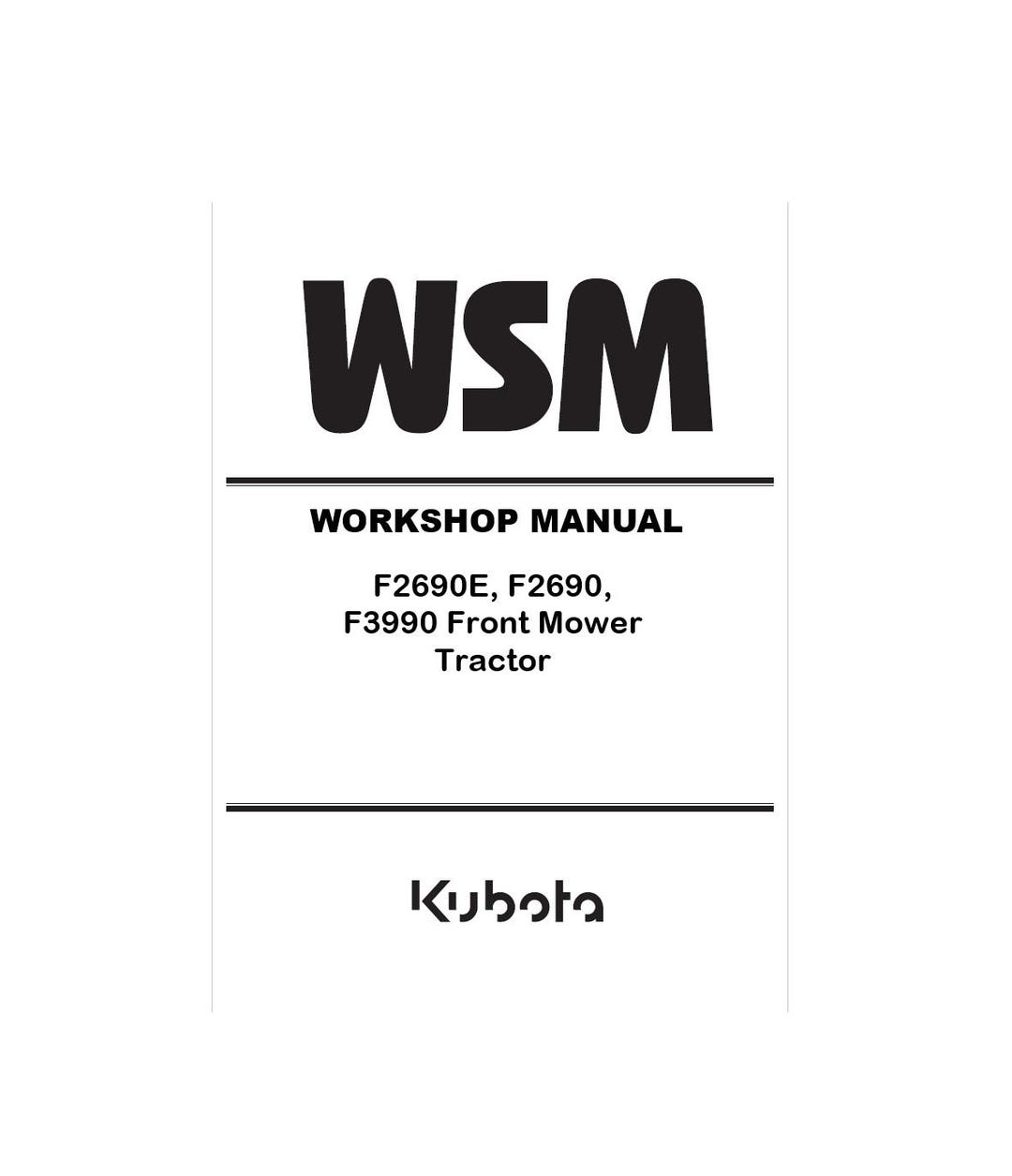 Kubota F2690E, F2690, F3990 Front Mower Tractor Pdf Repair Manual - Etsy