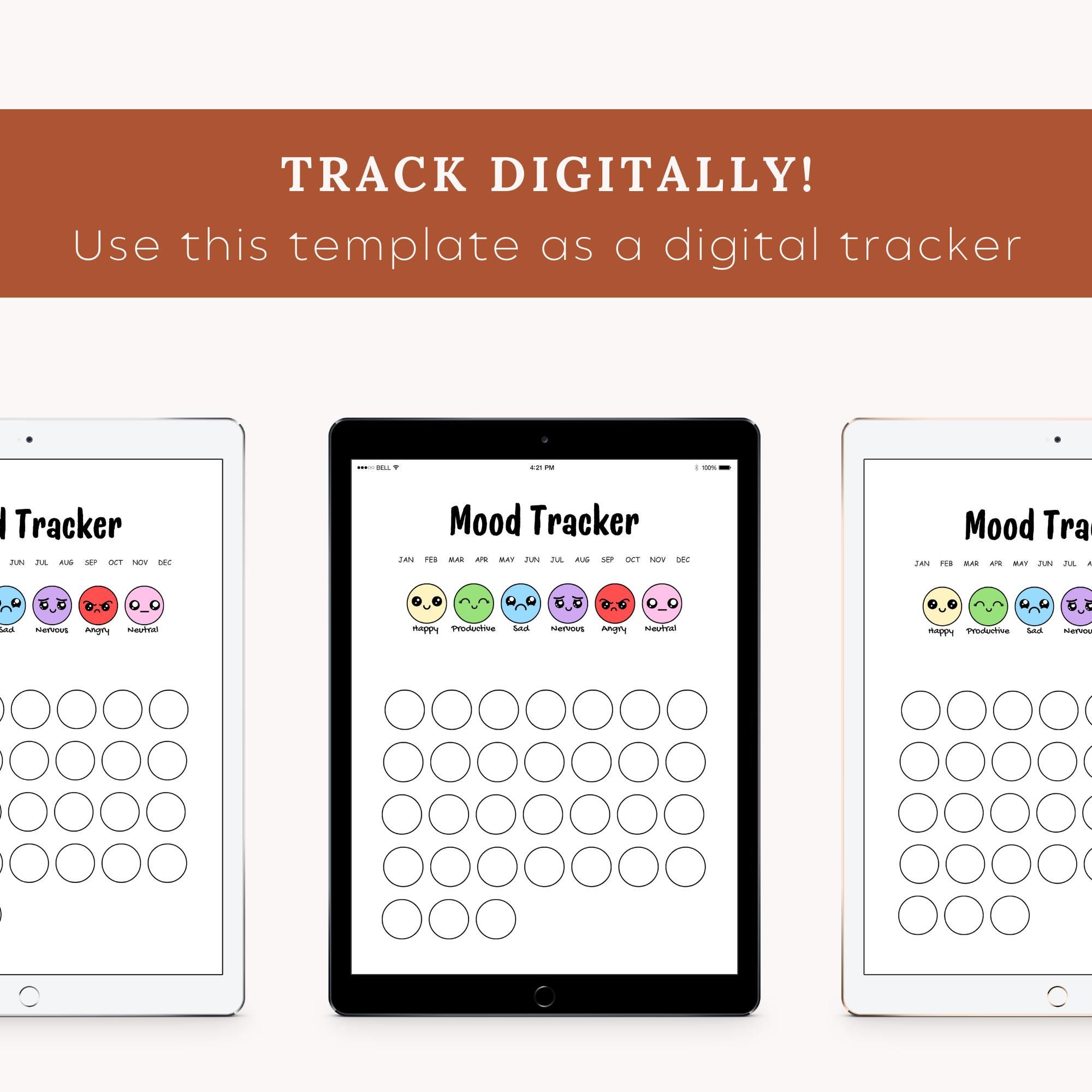 Emoji Mood Tracker Printable: Daily Wellness Journal (A5, A4, Letter ...