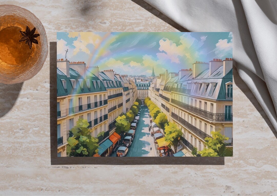 A Double Rainbow Over Paris. Canva AI Design Digital Art Template. - Etsy
