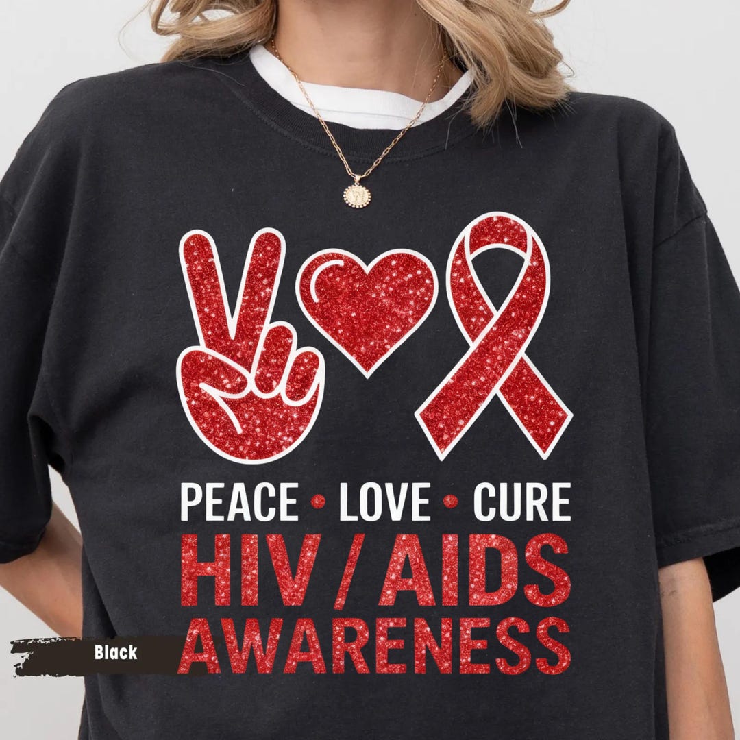 Peace Love Cure World Aids Day PNG, HIVAIDS Awareness - Etsy