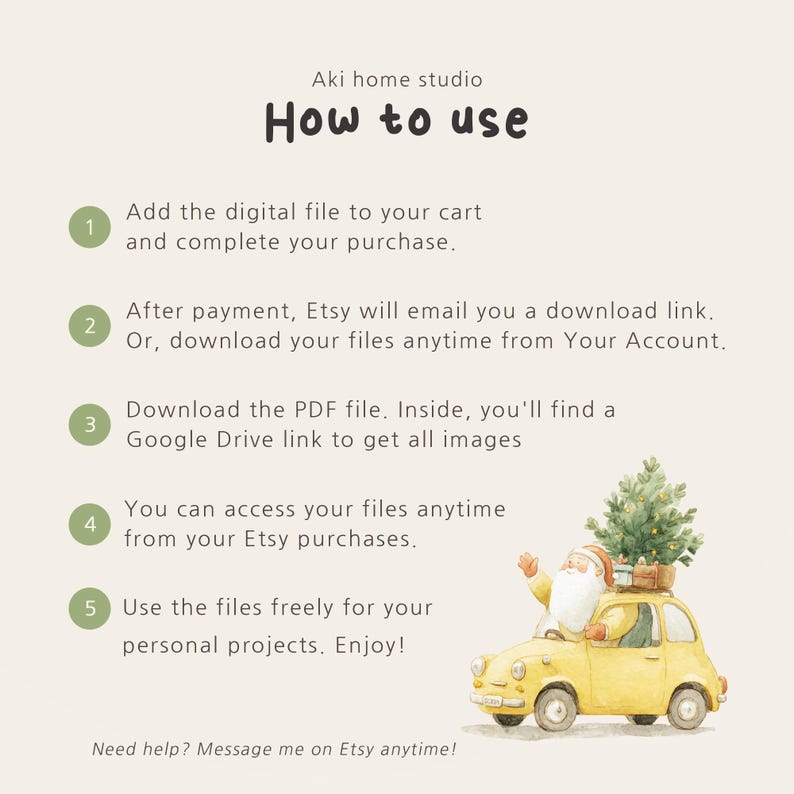 48 Vintage Christmas Car Clipart Red Retro Car With Tree Watercolor PNG ...