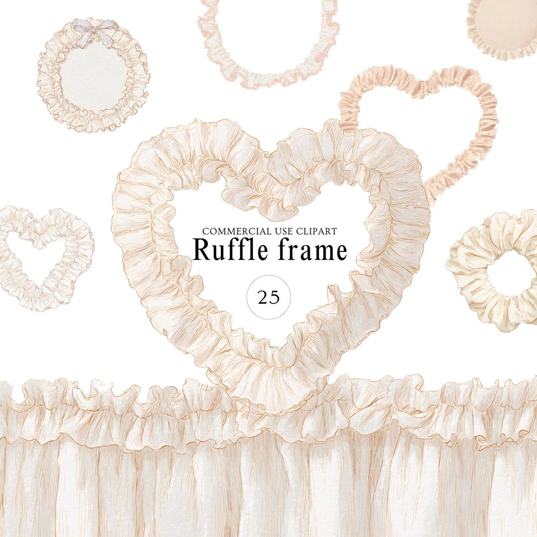 25 Ruffle Frame Clipart Set | Coquette Frill PNG | Vintage Ruffled ...