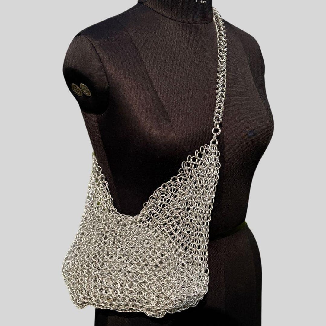 Chainmail Bag, Unique Silver Chain for Women, Artisan Crafted Chainmail ...