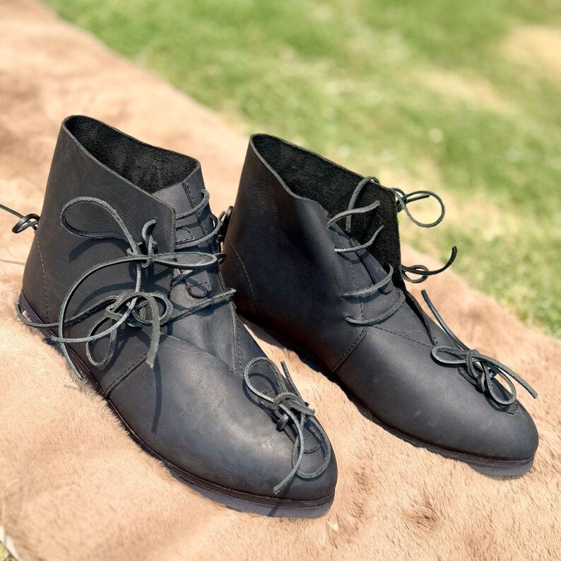 Medieval Black Leather Viking Boots – Authentic Historical ...