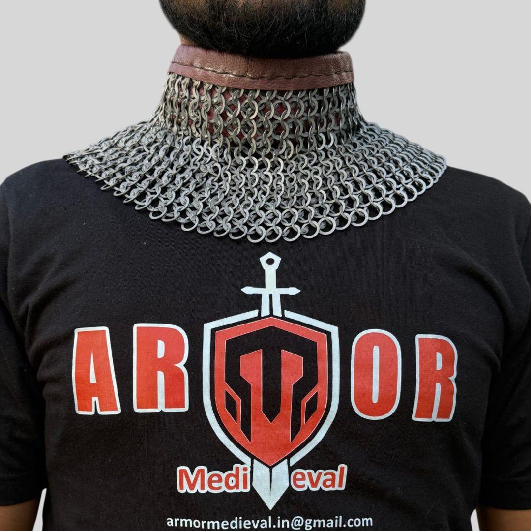 Wedge Riveted, Handmade Gorget, Medieval Chainmail Collar, 9mm Mild ...