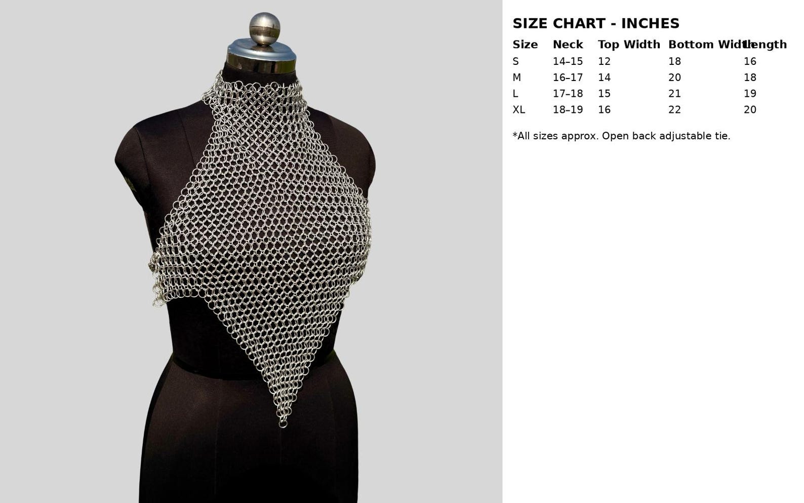Chainmail Halter Top Aluminum 10mm Rings Butted | Medieval Chainmail ...