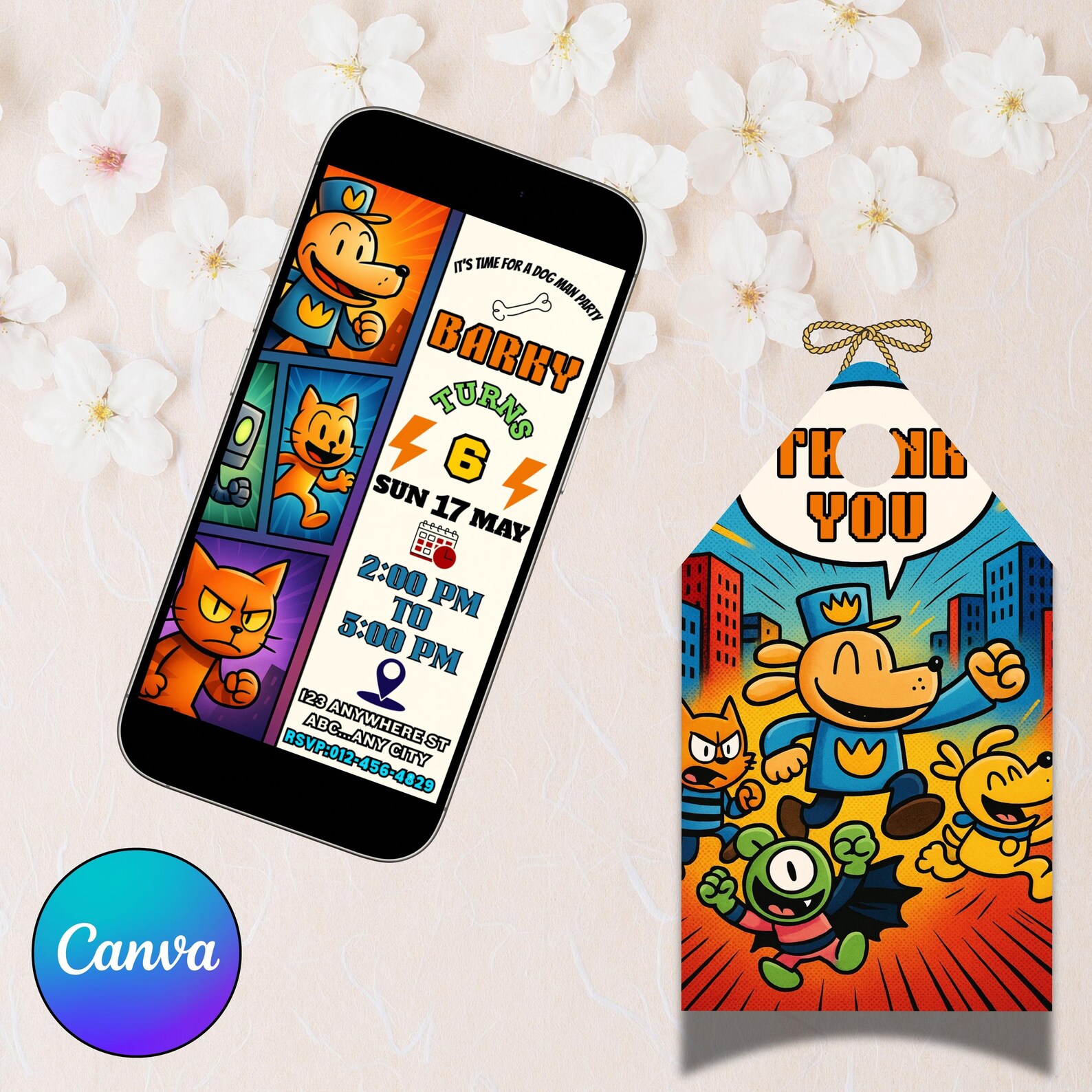 Editable Dog Man Birthday Invitation | Printable Kids Party Card ...