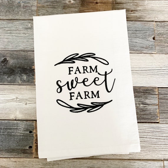 Farm Sweet Farm Kitchen Farmhouse Tea Towel | Etsy