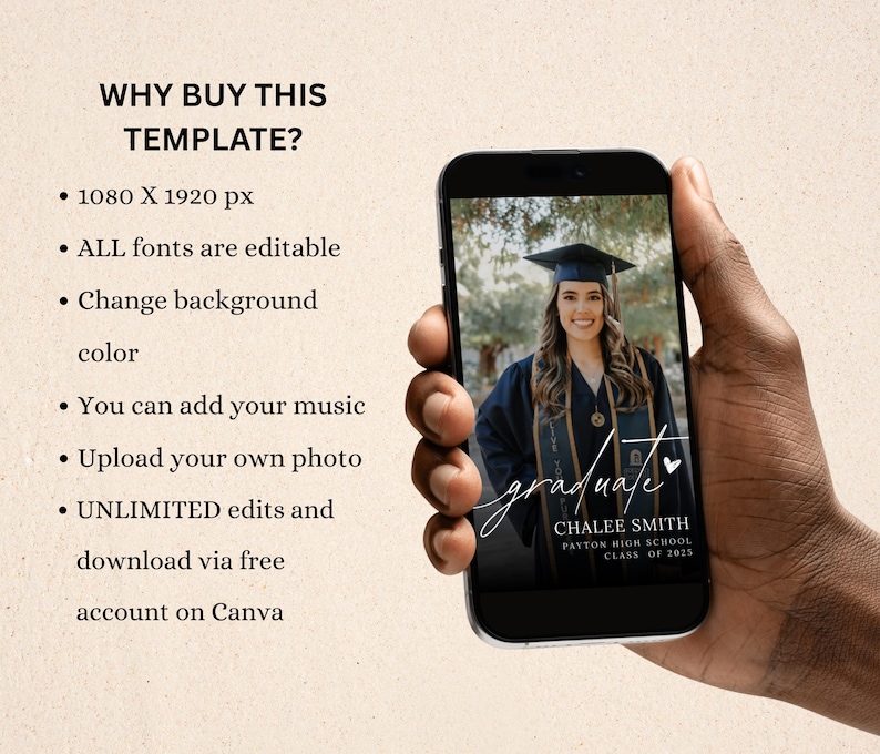 Editable Graduation Invitation Template | Modern Photo Grad ...