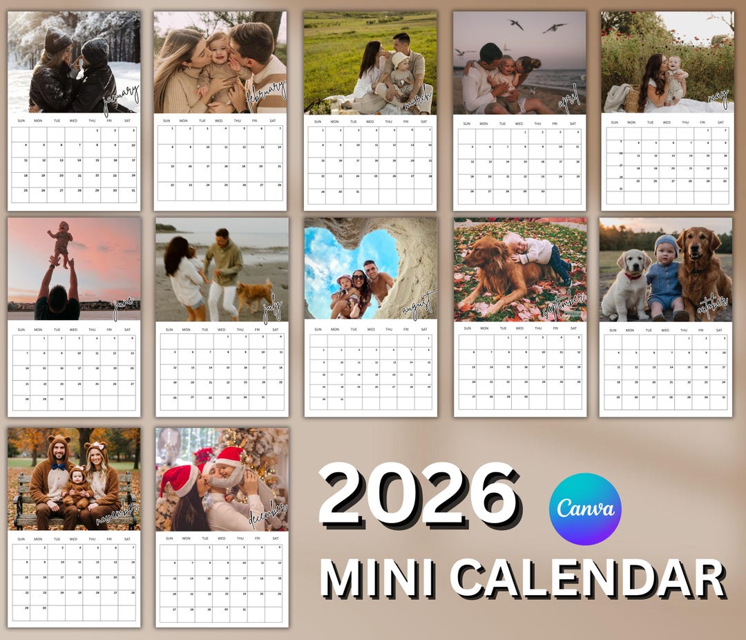 2026 Mini Photo Desk Calendar Template (printable, Editable) - Etsy