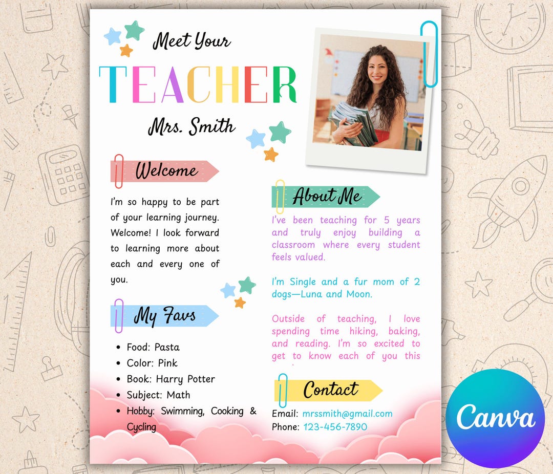 Editable Meet Your Teacher Letter Template: Back to School Printable ...