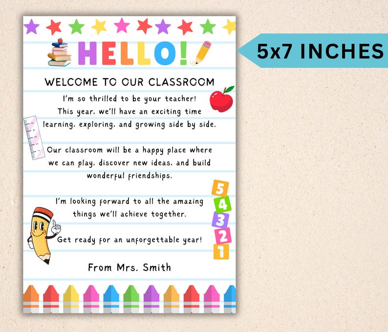 First Day of School Letter to Students From Teacher, Classroom Letter ...