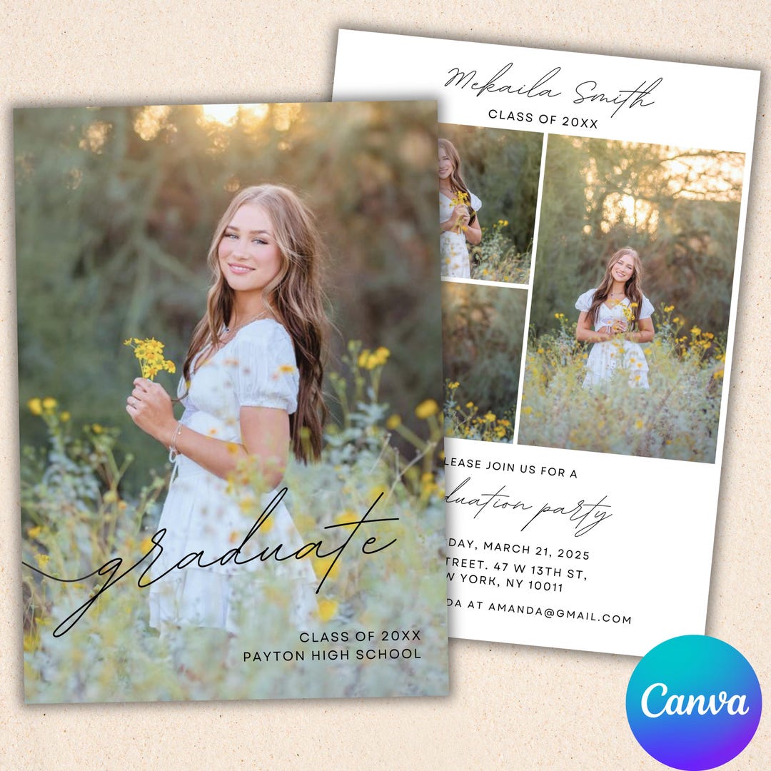 Modern Graduation Announcement Card | Multi-photo Senior Invite ...