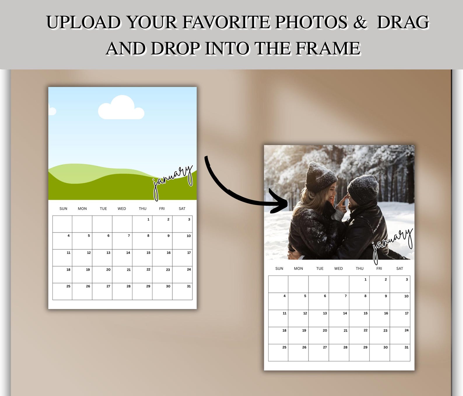 2026 Mini Photo Desk Calendar Template (printable, Editable) - Etsy