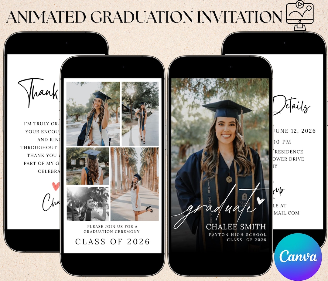 Editable Graduation Invitation Template | Modern Photo Grad ...