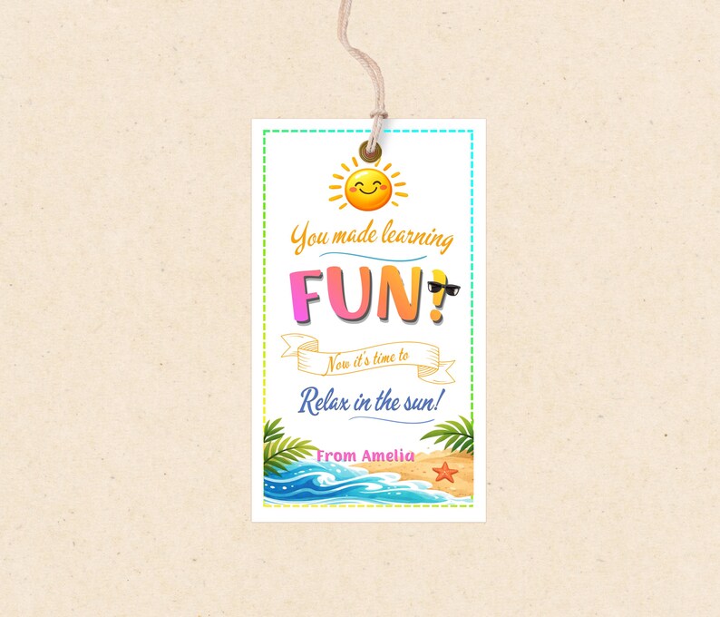 End of School Year Teacher Appreciation Gift Tag: Editable Template ...