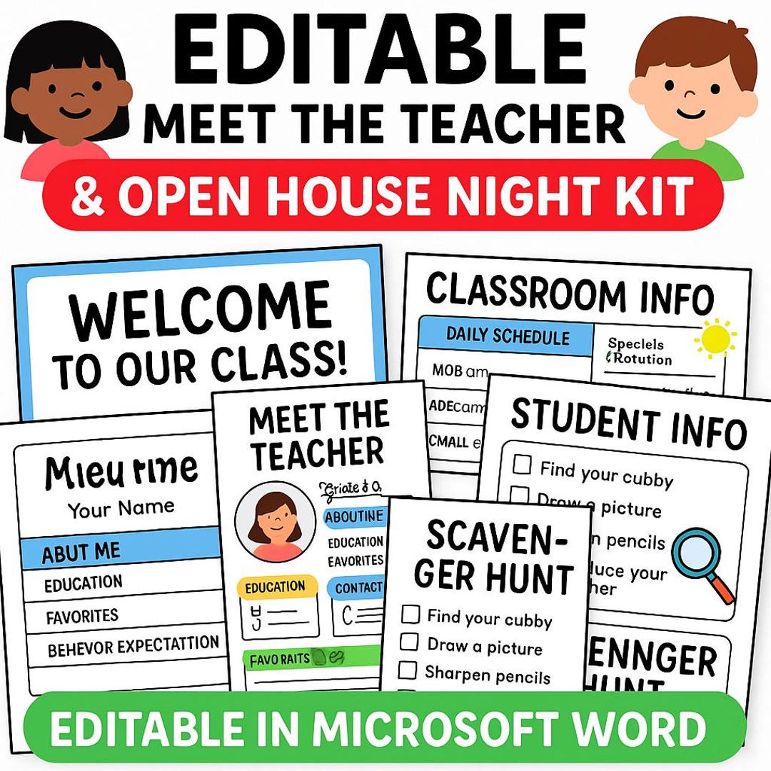 Editable Meet the Teacher Kit | Back to School Night Printables | Open ...